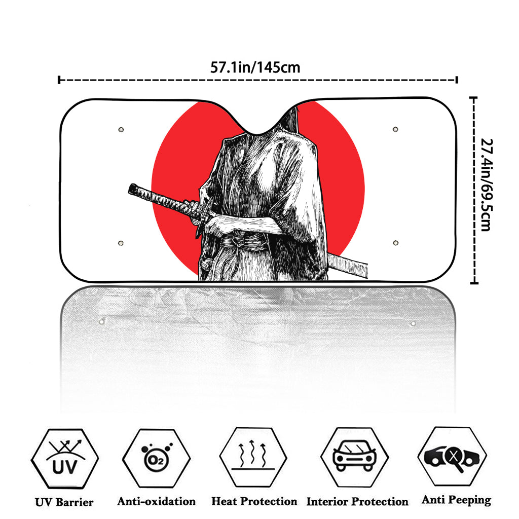 Japanese Samurai Girl Print Car Windshield Sun Shade – GearFrost