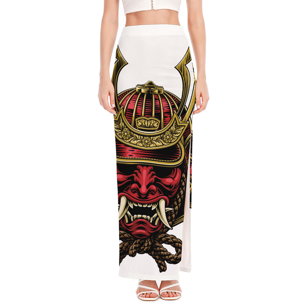 Japanese Samurai Helmet Print High Slit Maxi Skirt – GearFrost