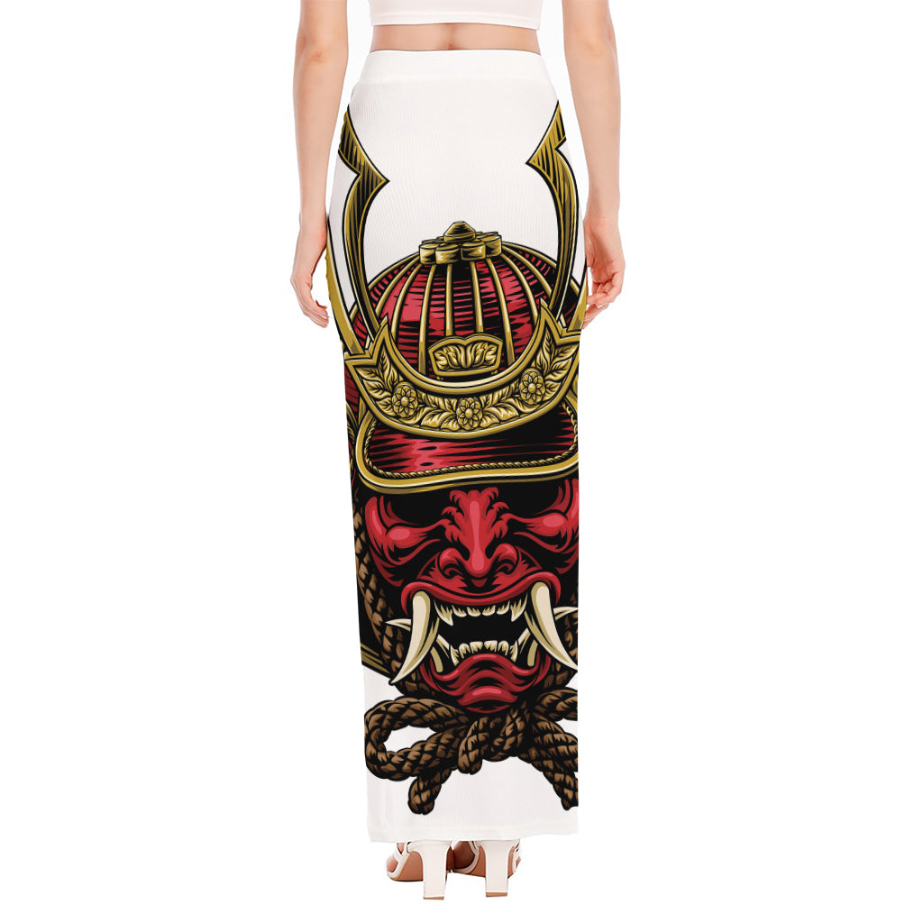 Japanese Samurai Helmet Print High Slit Maxi Skirt – GearFrost