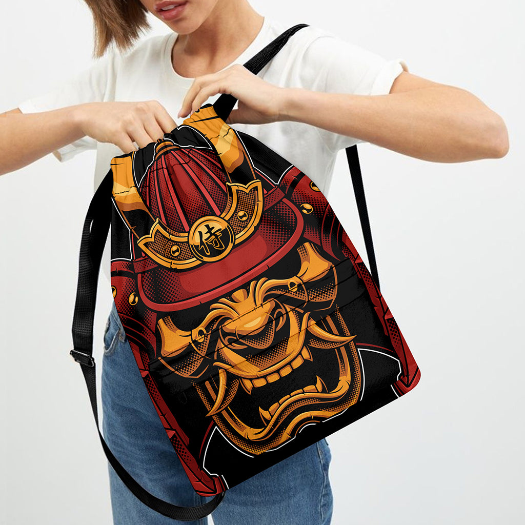 Japanese Samurai Warrior Mask Print Drawstring Backpack – GearFrost