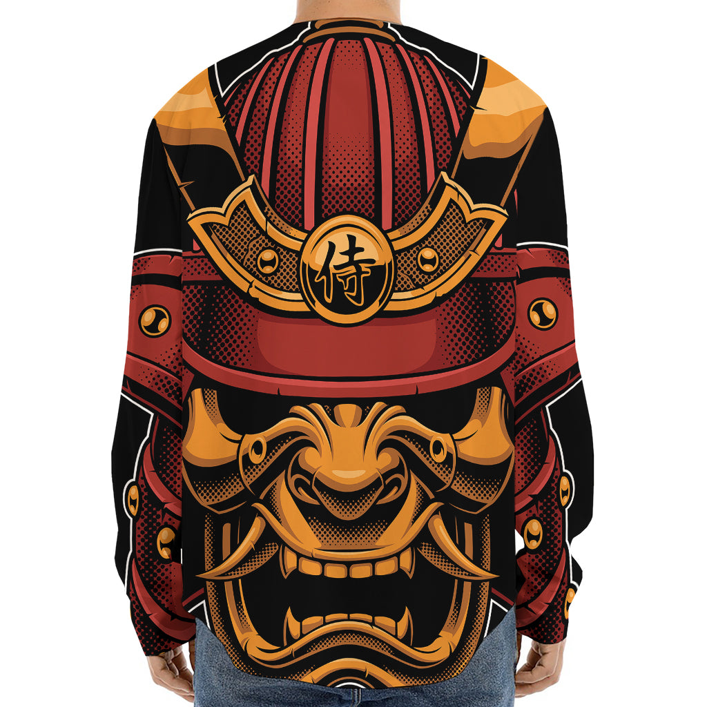 Japanese Samurai Warrior Mask Print Long Sleeve Baseball Jersey – GearFrost