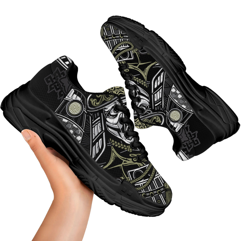 Japanese Samurai Warrior Print Black Chunky Shoes – GearFrost