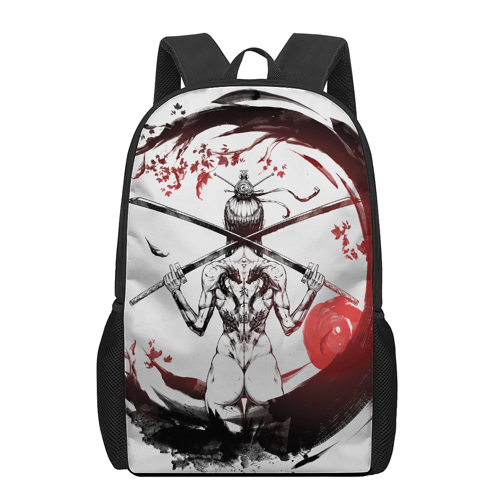 Japanese Samurai Woman Print 17 Inch Backpack – GearFrost