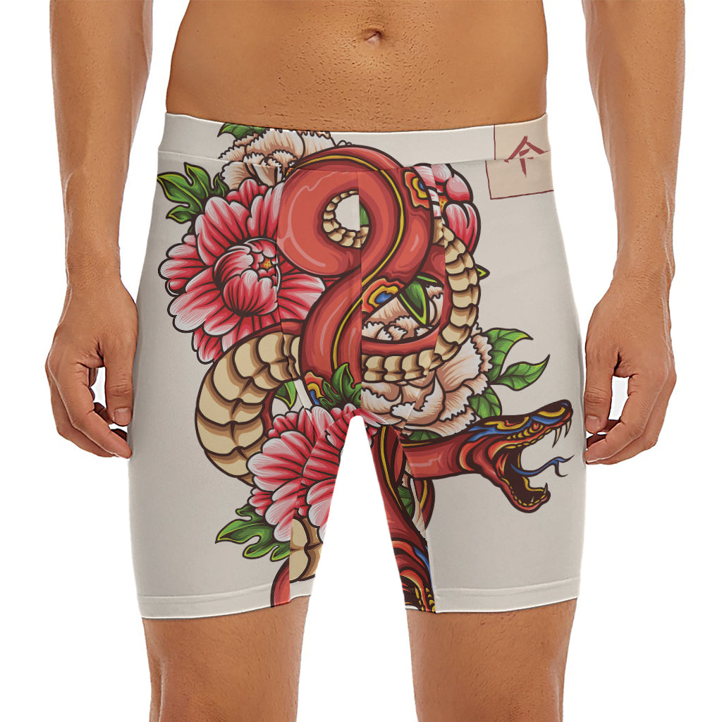 Japanese Snake Tattoo Print Men's Long Boxer Briefs – GearFrost