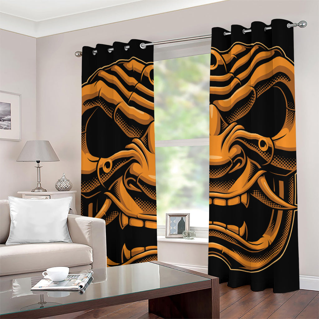 Japanese Warrior Mask Print Grommet Curtains – GearFrost