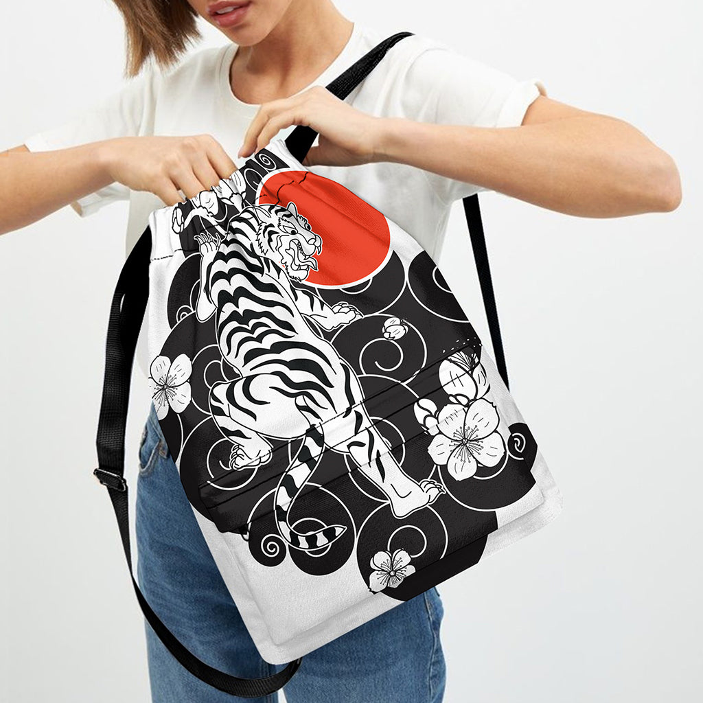 Japanese White Tiger Tattoo Print Drawstring Backpack – GearFrost