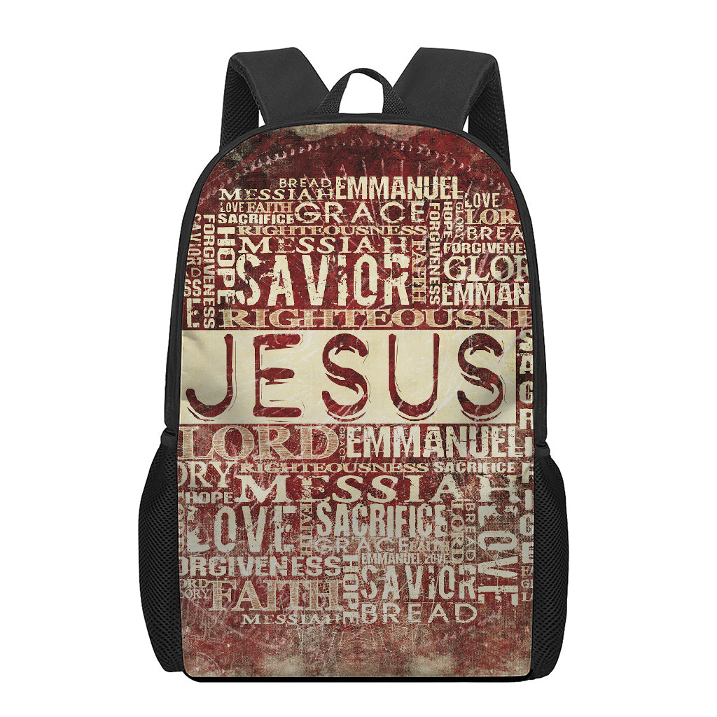 Jesus Religious Words Print 17 Inch Backpack – GearFrost