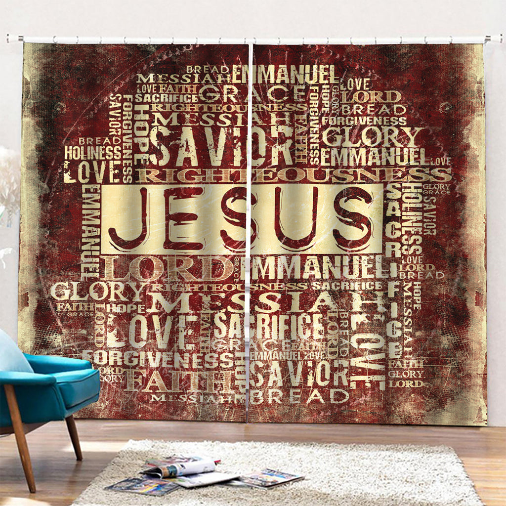 Jesus Religious Words Print Pencil Pleat Curtains – GearFrost