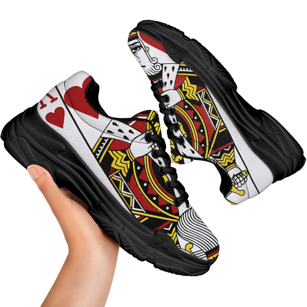 King Of Hearts Playing Card Print Black Chunky Shoes – GearFrost