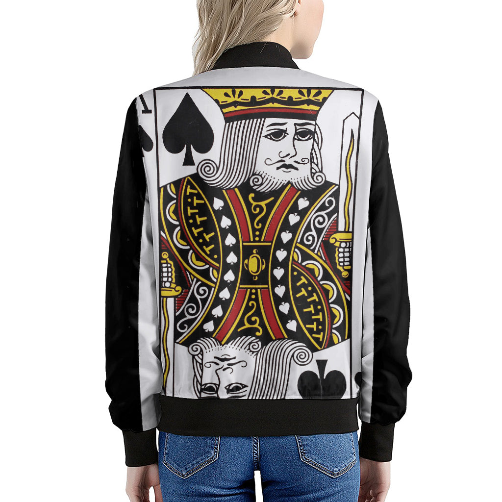 King Of Spades Playing Card Print Women's Bomber Jacket – GearFrost