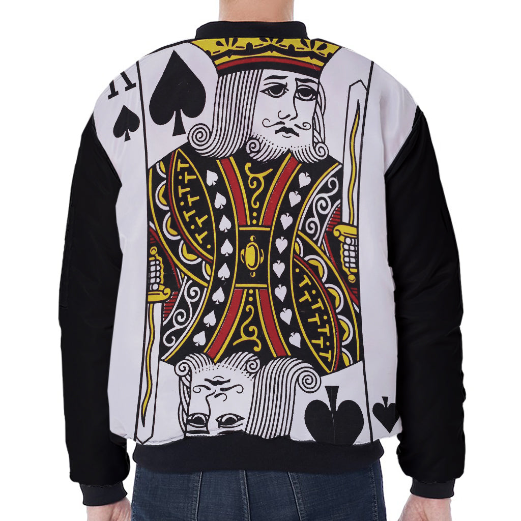 King Of Spades Playing Card Print Zip Sleeve Bomber Jacket – GearFrost