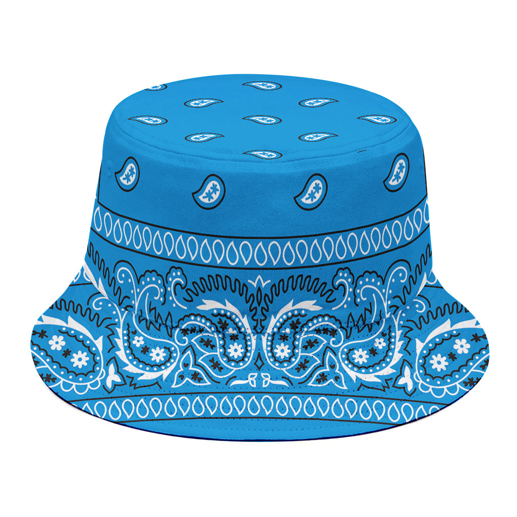 Light Blue Paisley Bandana Print Bucket Hat – GearFrost