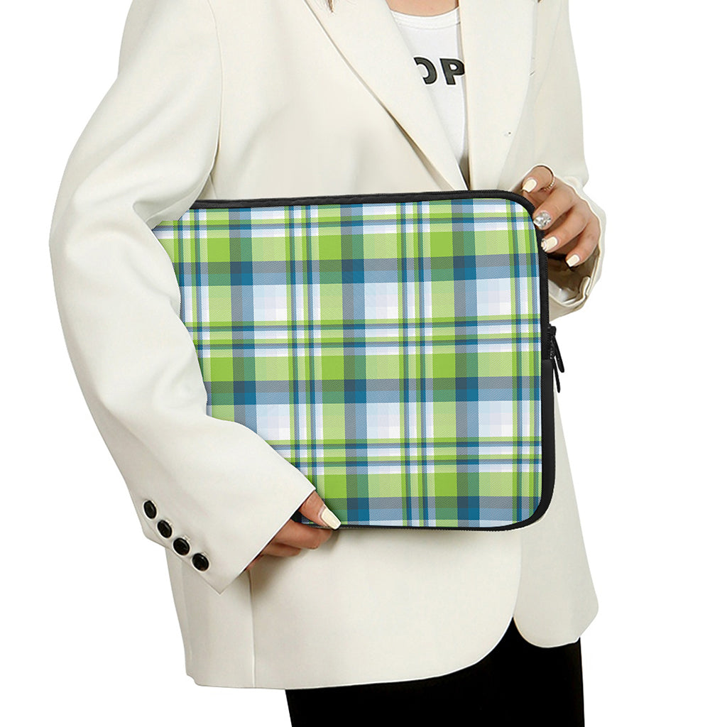 Lime And Blue Madras Plaid Print Laptop Sleeve – GearFrost