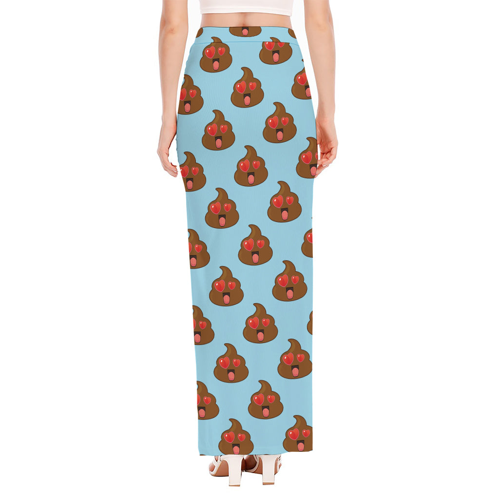Lovely Poop Pattern Print High Slit Maxi Skirt – GearFrost