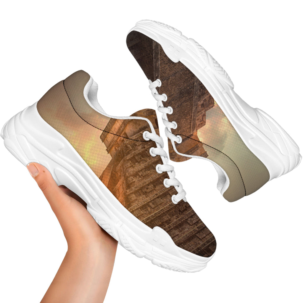Mayan Pyramid Print White Chunky Shoes – GearFrost