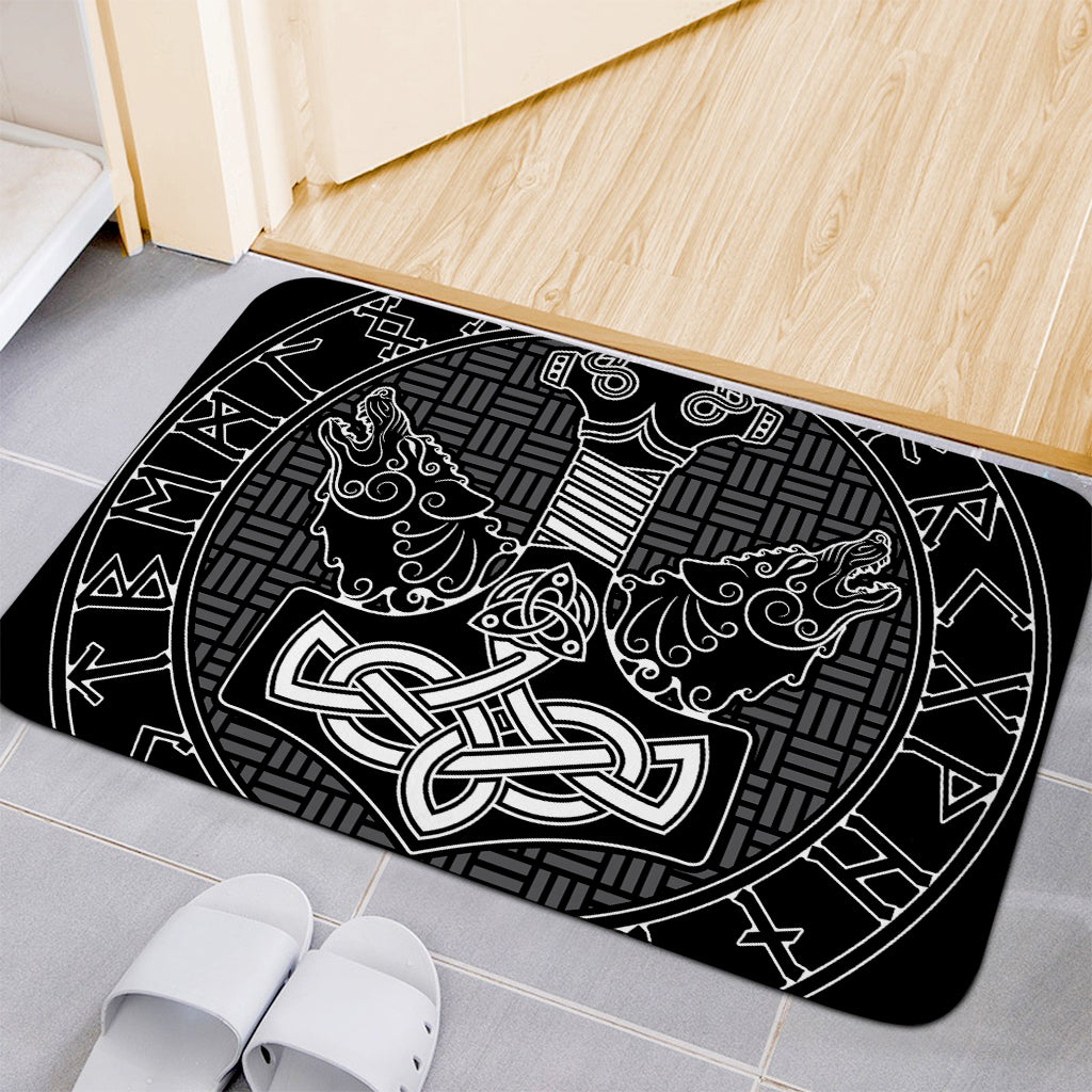 Mjolnir And Scandinavian Runes Print Indoor Door Mat – GearFrost
