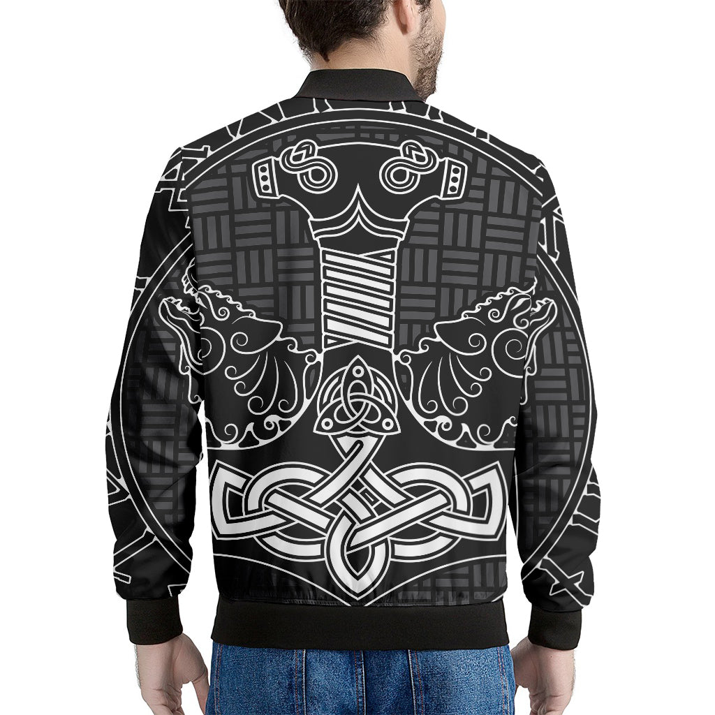 Mjolnir And Scandinavian Runes Print Men's Bomber Jacket – GearFrost