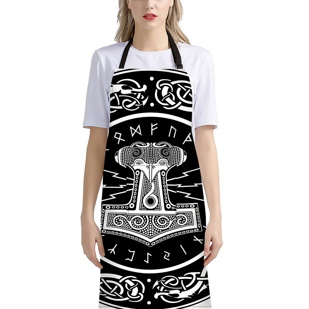Mjolnir Norse Mythology Print Bib Apron With Pocket – GearFrost