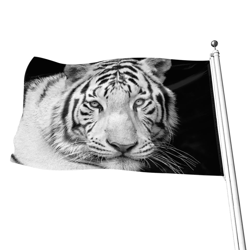 Monochrome White Bengal Tiger Print Flag – GearFrost