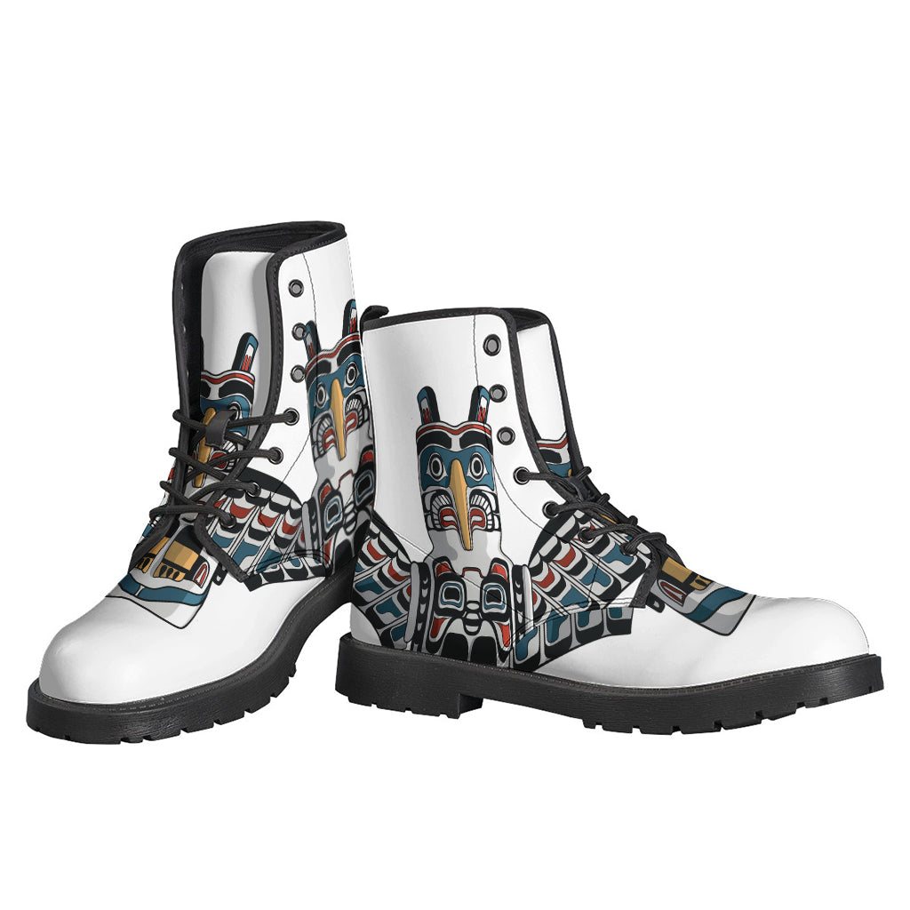Native American Eagle Totem Print Leather Boots – GearFrost