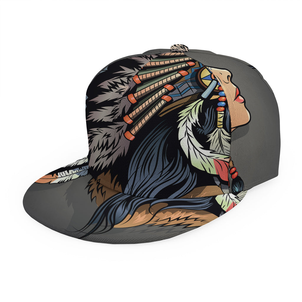Native American Indian Girl Print Snapback Cap – GearFrost