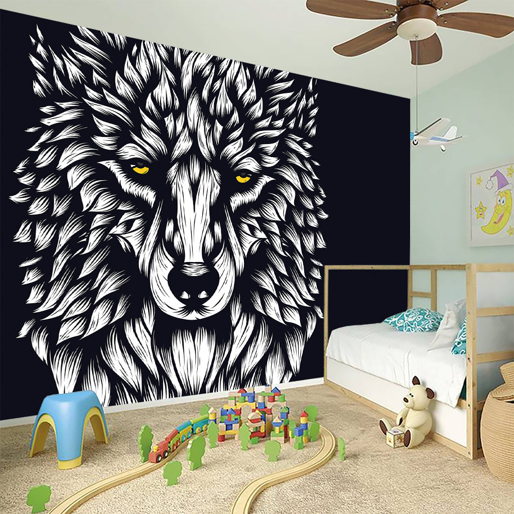 Navy And White Wolf Print Wall Sticker – GearFrost