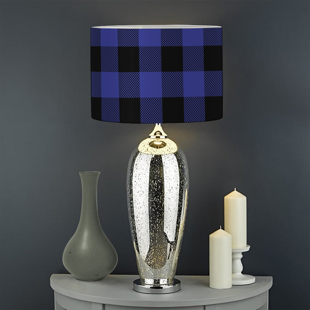 Navy Blue And Black Buffalo Check Print Drum Lamp Shade – GearFrost