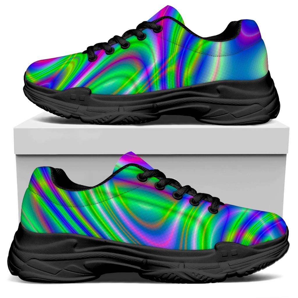 Neon Green Psychedelic Trippy Print Black Chunky Shoes – GearFrost