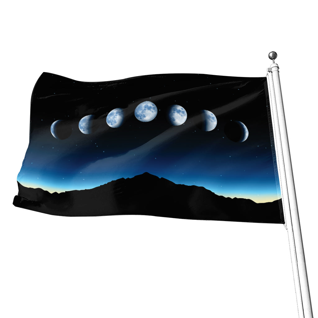 Night Sky And Moon Phase Print Flag – GearFrost