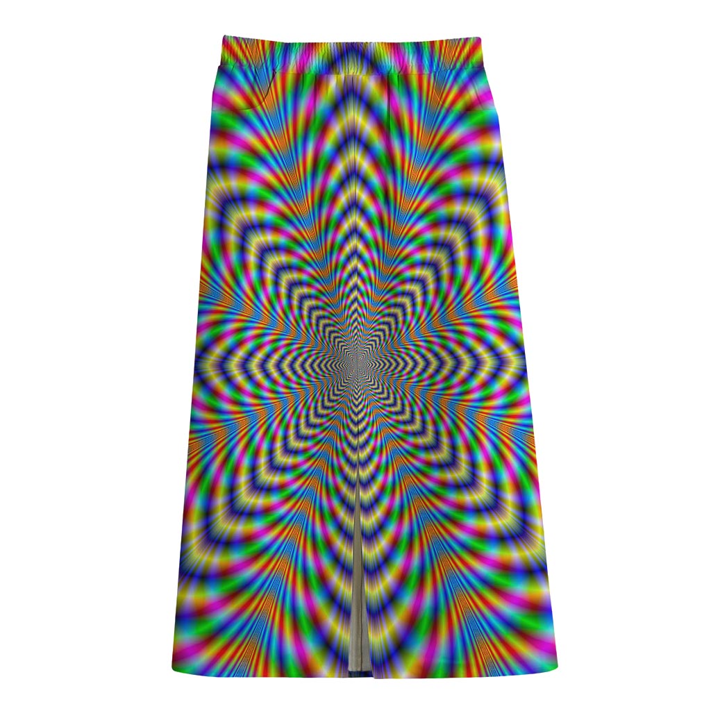 Octagonal Psychedelic Optical Illusion Cotton Front Slit Maxi Skirt ...