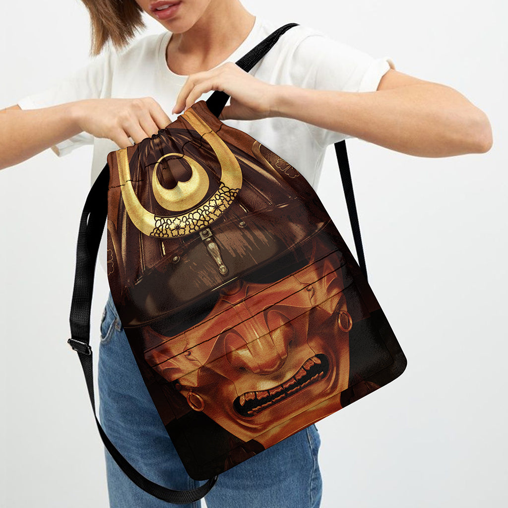 Old Japanese Samurai Mask Print Drawstring Backpack – GearFrost
