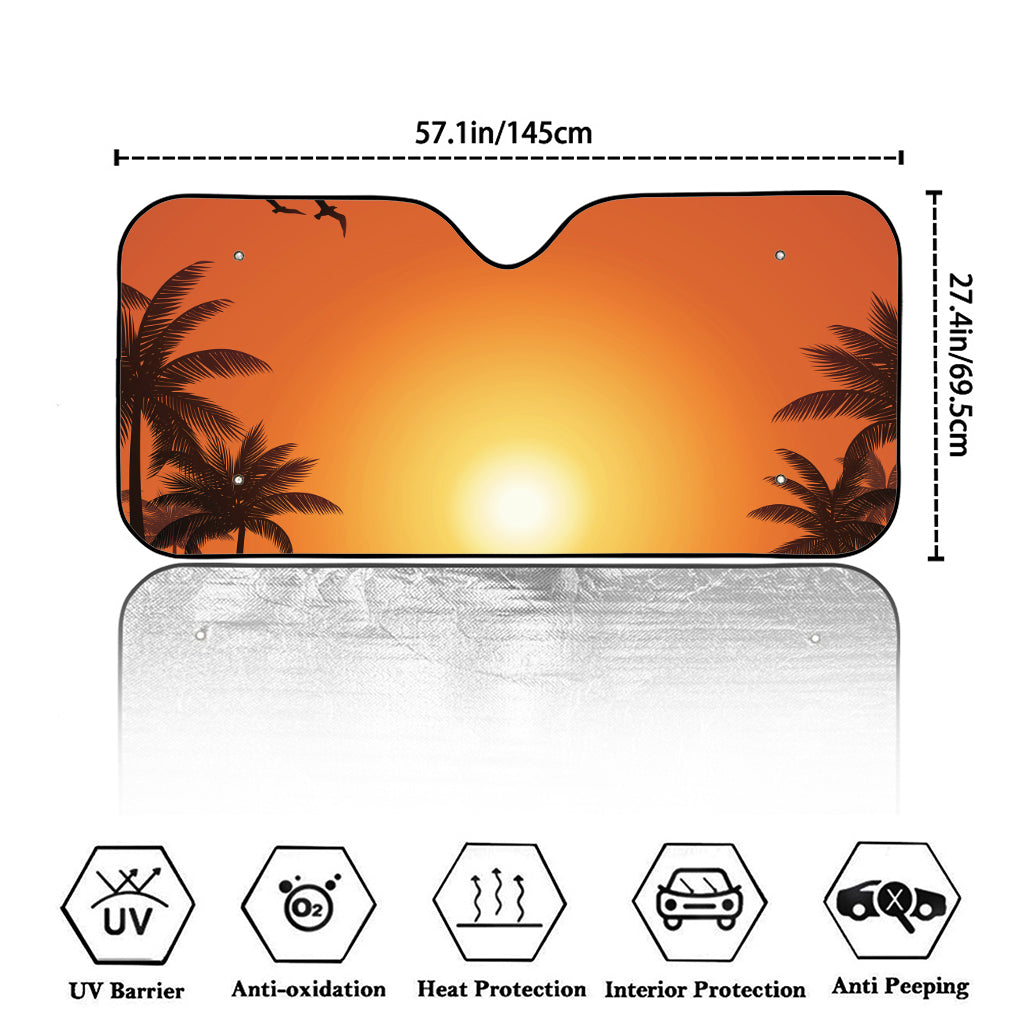 Palm Tree Beach Sunset Print Car Windshield Sun Shade – GearFrost