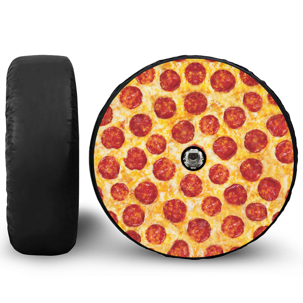 Pepperoni Pizza Print Tire Cover With Camera Hole – GearFrost