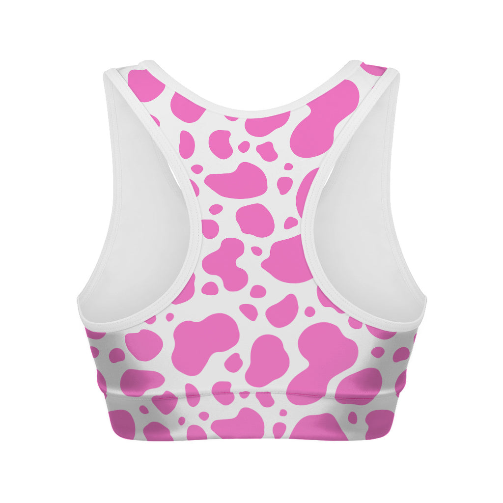 Pink And White Cow Print Women's Sports Bra – GearFrost