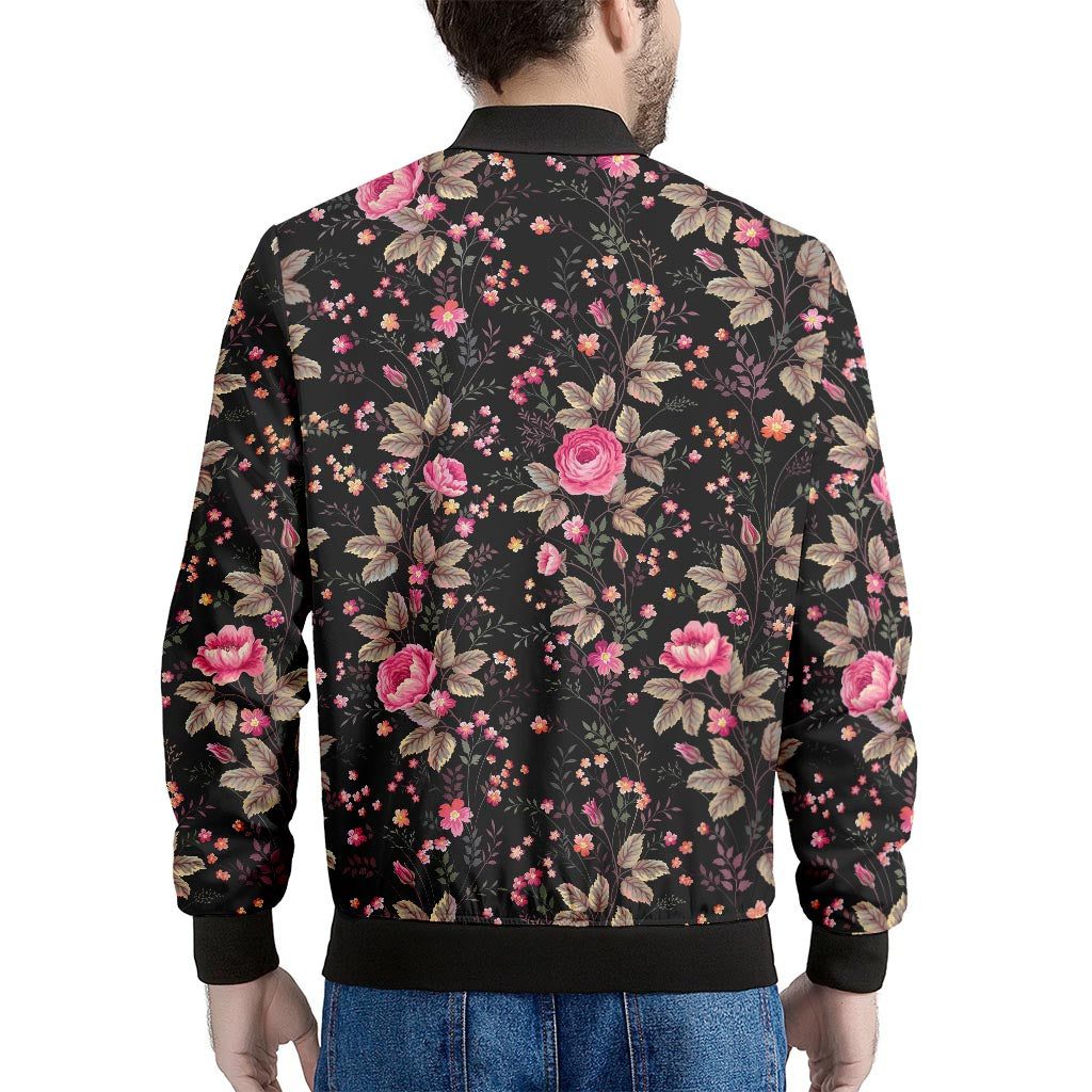 Pink Floral Flower Pattern Print Men's Bomber Jacket – GearFrost
