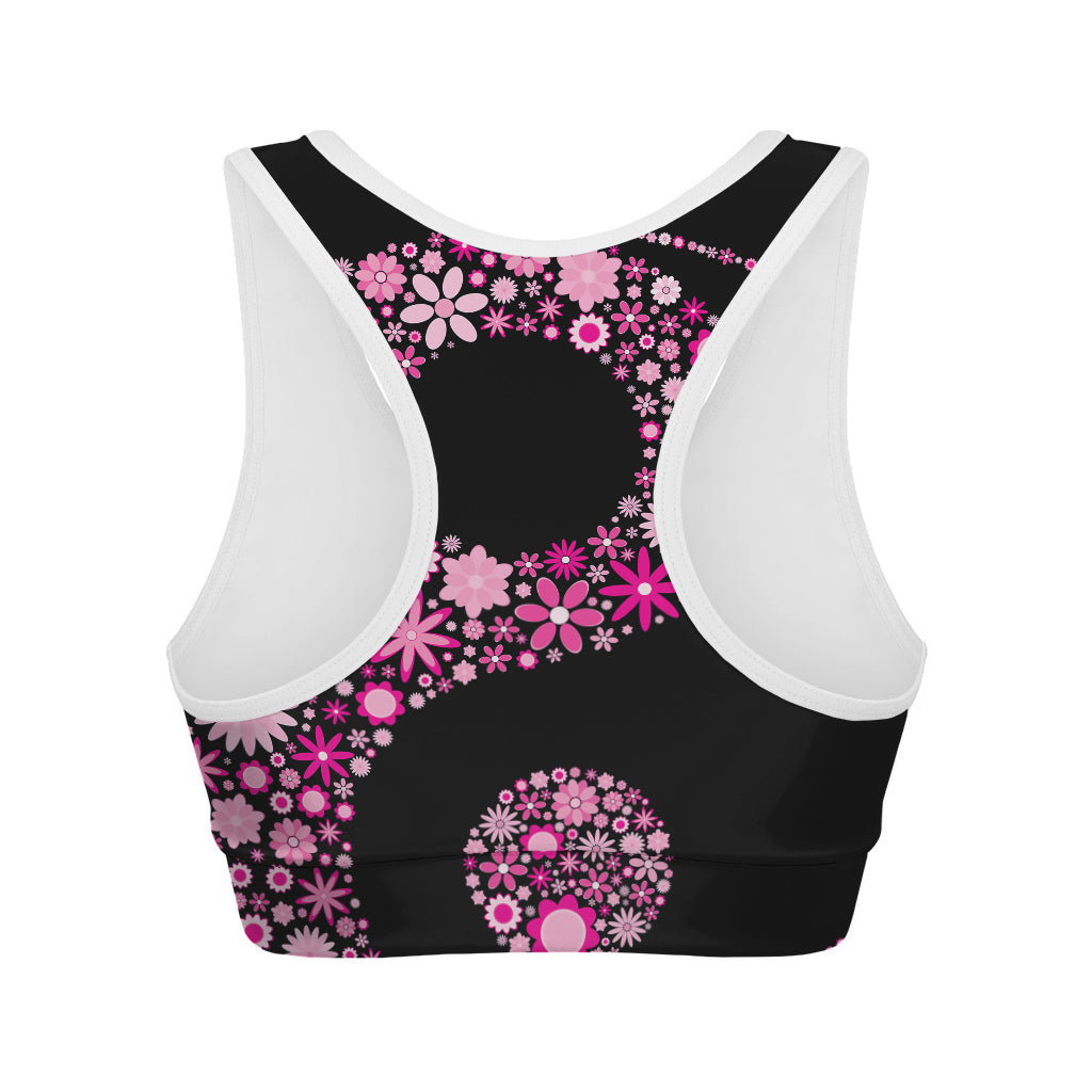 Pink Flowers Yin Yang Print Women's Sports Bra – GearFrost