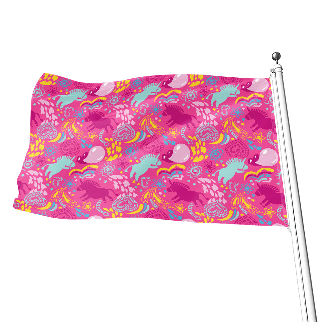Pink Girly Unicorn Print Flag – GearFrost