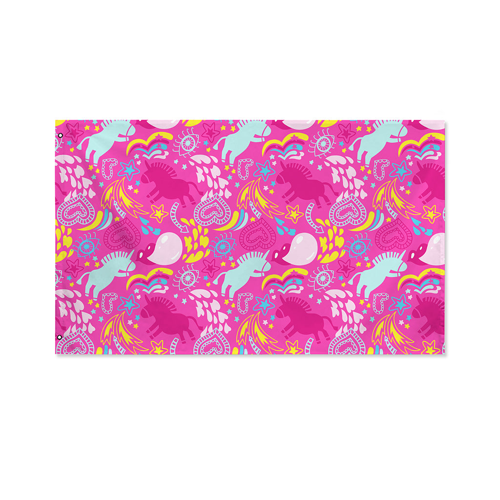 Pink Girly Unicorn Print Polyester Flag – GearFrost