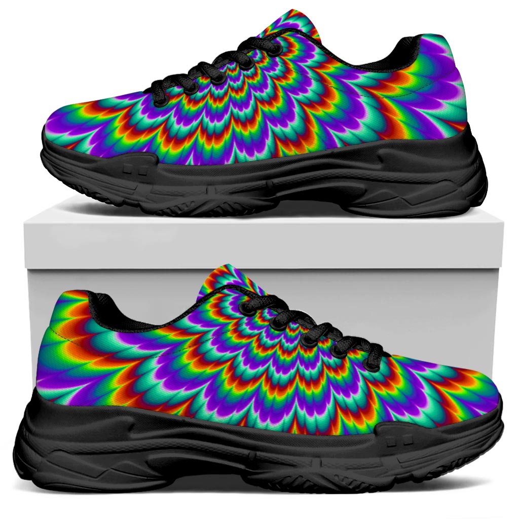 Psychedelic Expansion Optical Illusion Black Chunky Shoes – GearFrost