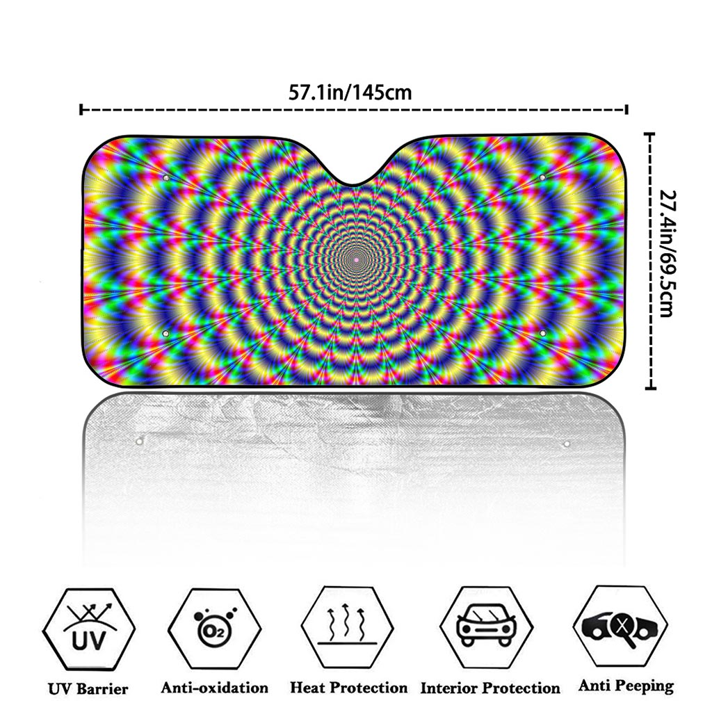 Psychedelic Explosion Optical Illusion Car Windshield Sun Shade – GearFrost