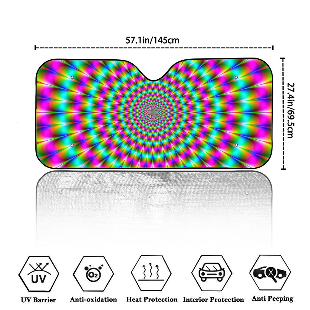 Psychedelic Rave Optical Illusion Car Windshield Sun Shade – GearFrost