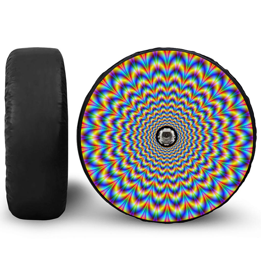 Psychedelic Wave Optical Illusion Tire Cover With Camera Hole – GearFrost