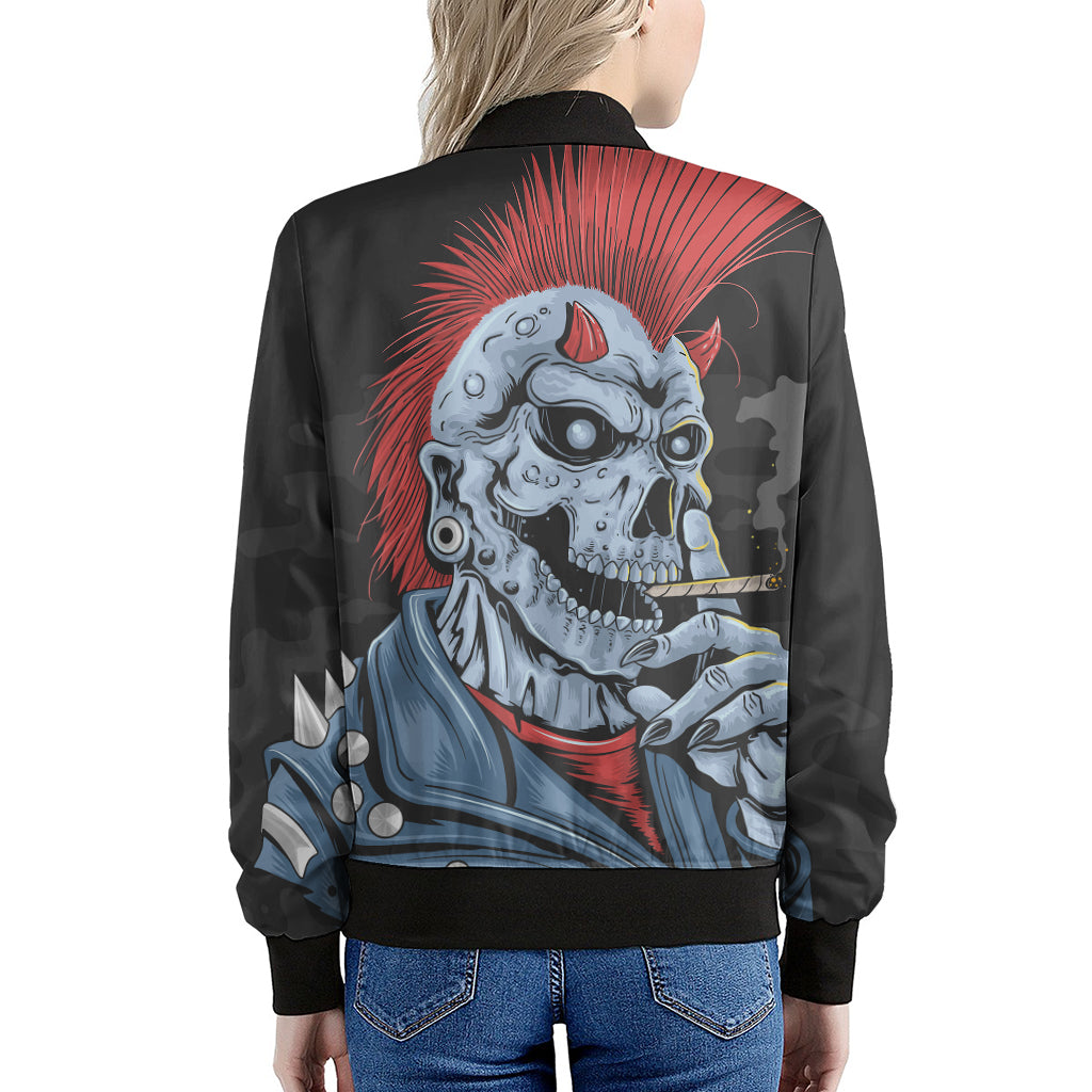 Punk Mohawk Devil Print Women's Bomber Jacket – GearFrost