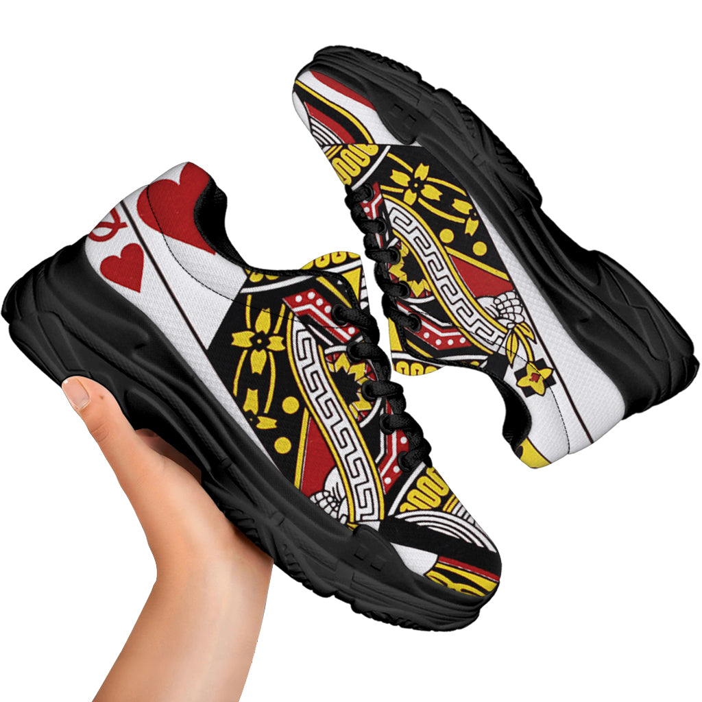 Queen Of Hearts Playing Card Print Black Chunky Shoes – GearFrost