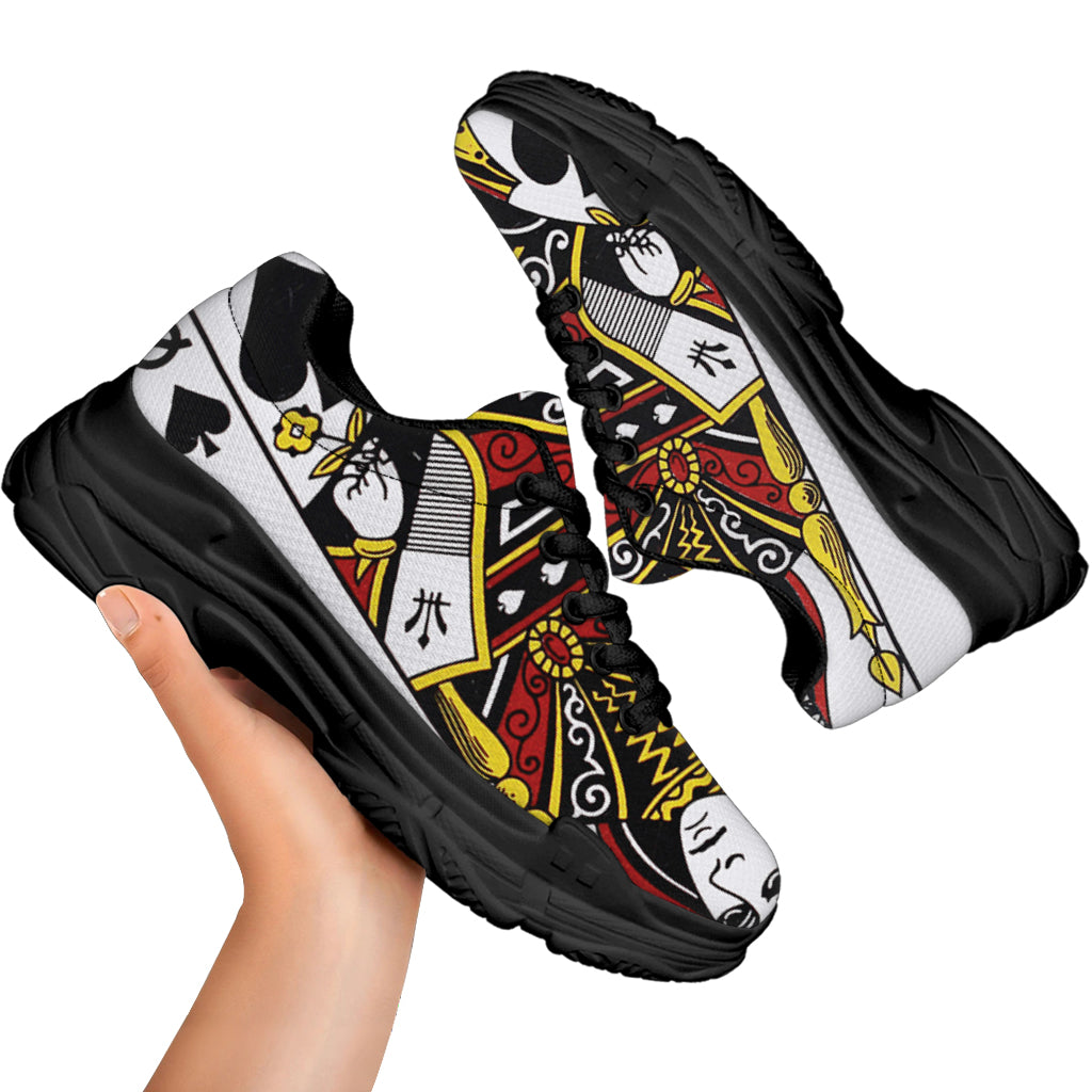 Queen Of Spades Playing Card Print Black Chunky Shoes – GearFrost