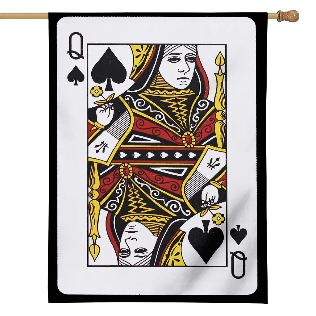 Queen Of Spades Playing Card Print House Flag – GearFrost