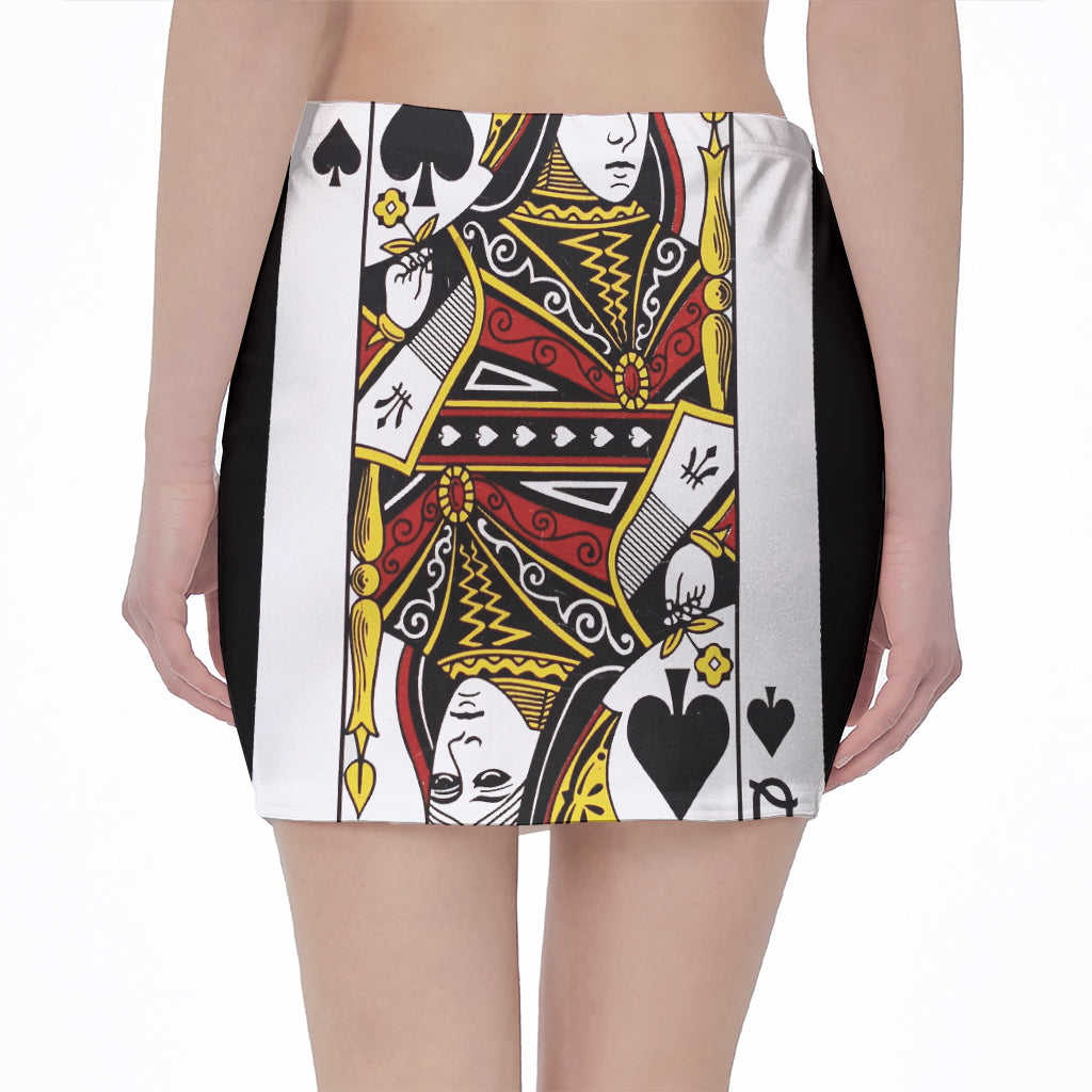 Queen Of Spades Playing Card Print Pencil Mini Skirt – GearFrost