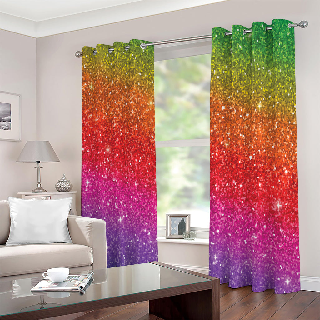 Rainbow (NOT Real) Glitter Artwork Print Extra Wide Grommet Curtains ...