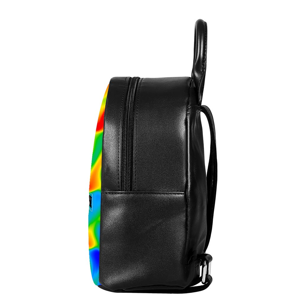 Rainbow Psychedelic Trippy Print Leather Backpack – GearFrost