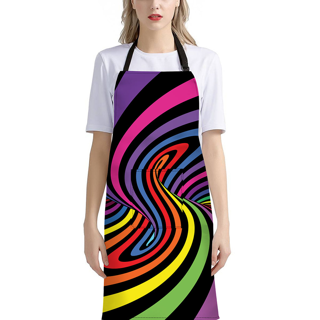 Rainbow Torus Psychedelic Print Bib Apron With Pocket – GearFrost